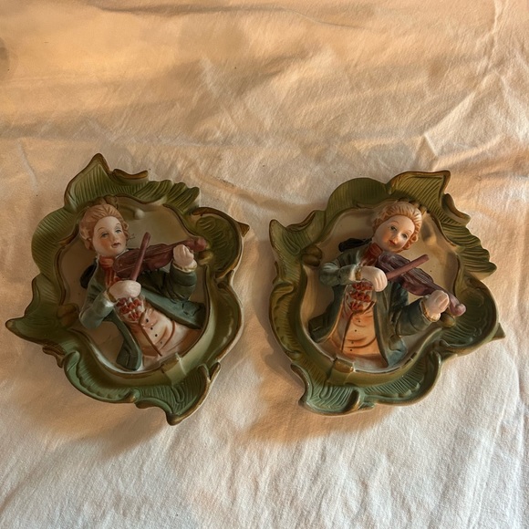 Vintage | Wall Decor | Vintage Hand Painted Figural Bisque Wall Plate ...